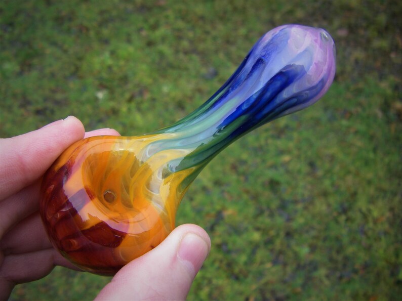 Rainbow Pipe 1 Glass Pipe Unique Chunky Colorful Smoking Bowl - Etsy