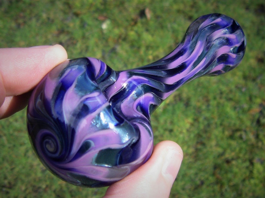 Long Glass Pipe Purple - Metallic Sparkle Silver Blue - Dark Blue ...