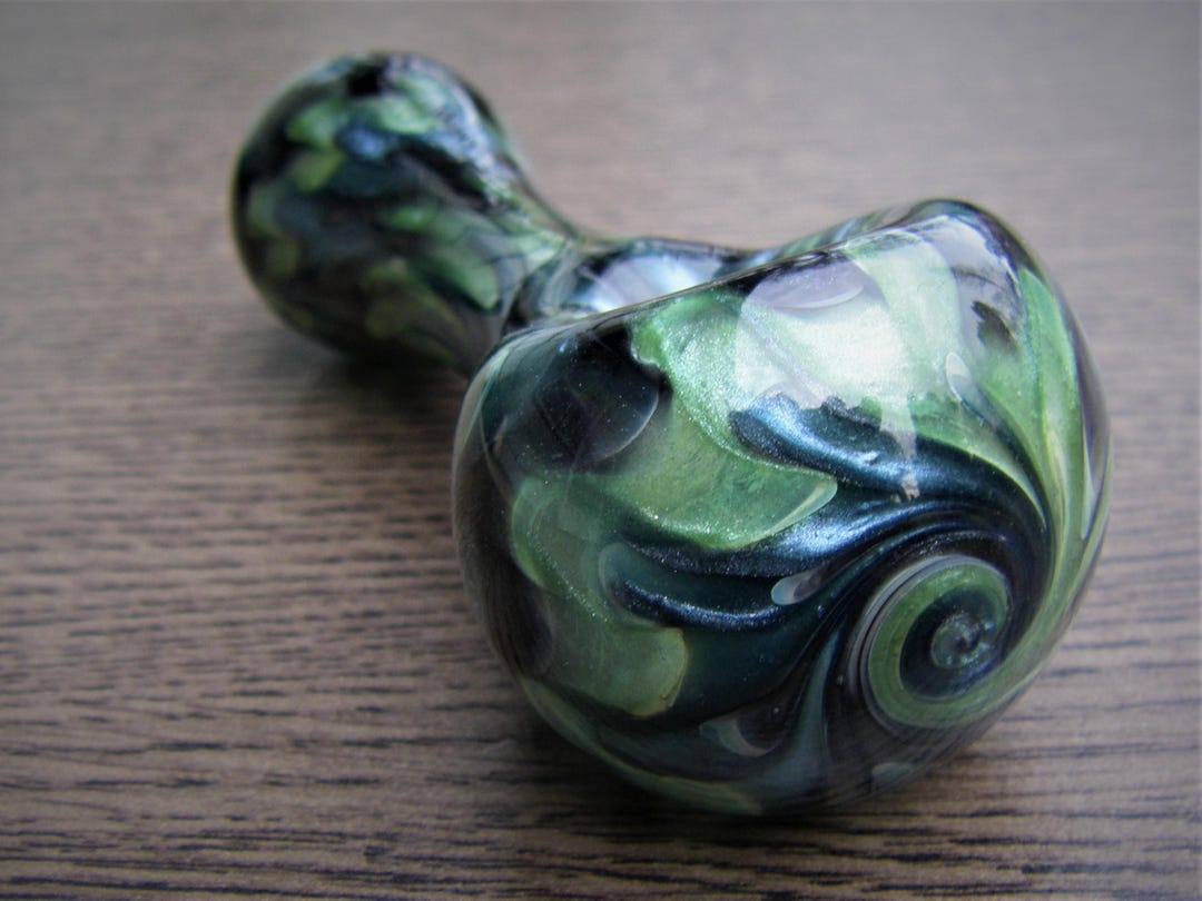 Large Glass Pipe Black - Sparkly Green - Sparkle Silver Blue Chunky ...
