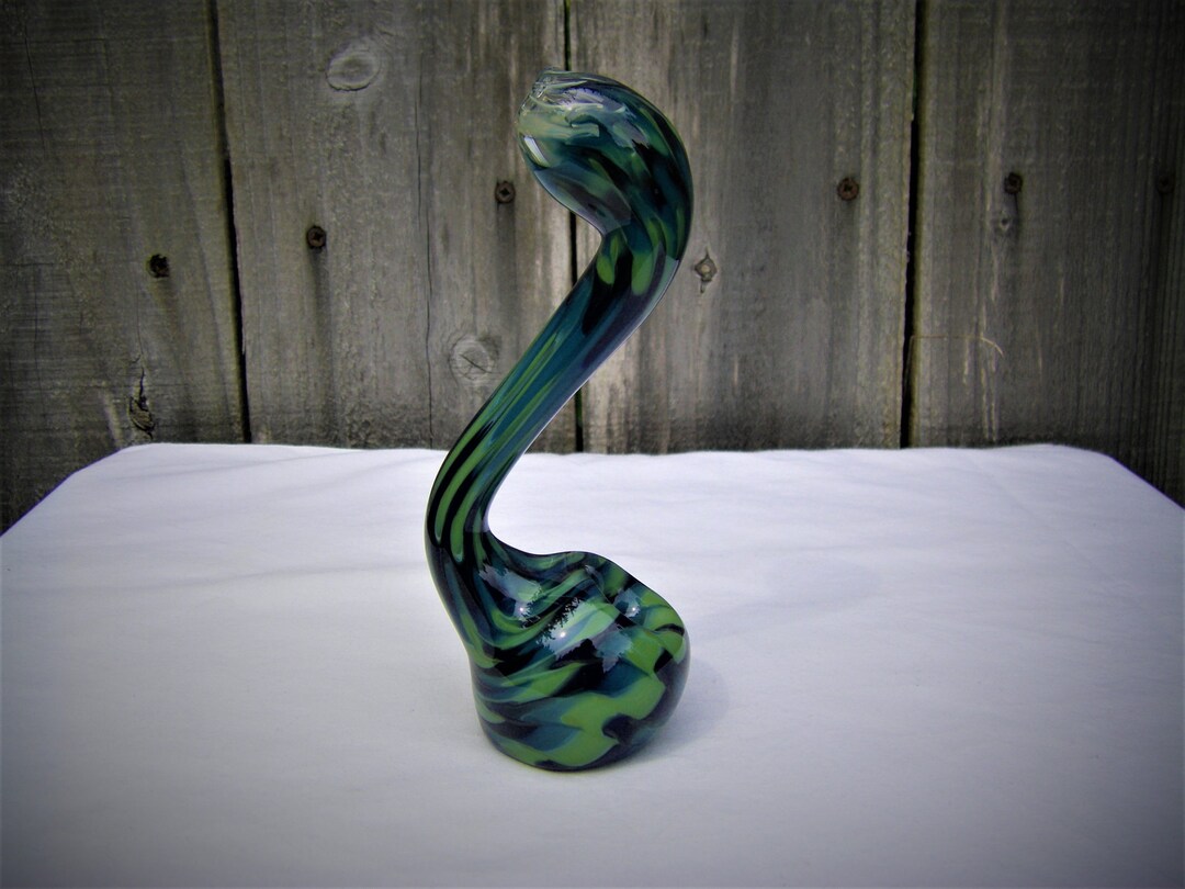 Large Glass Stand-up Sherlock Pipe Dark Blue Jade Green Peacock Blue ...