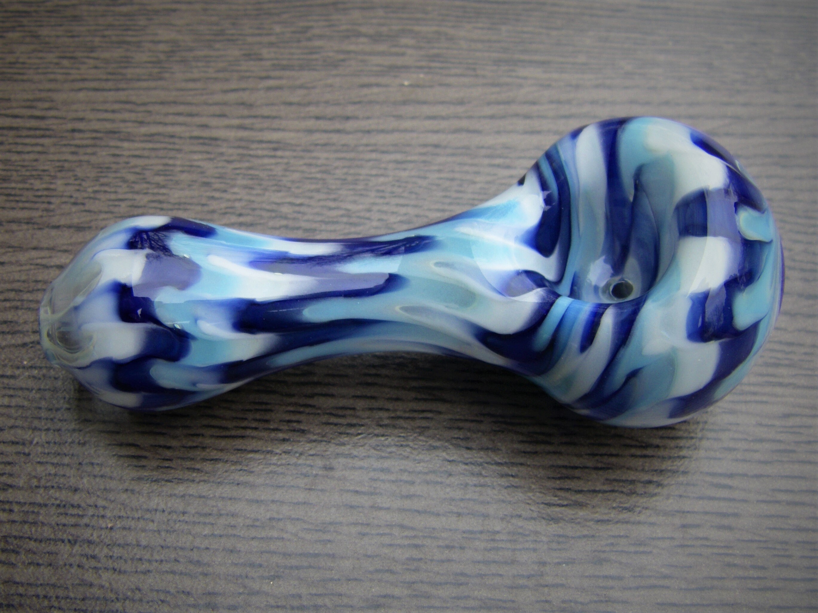 Large Glass Pipe Dark Blue-light Blue-white Chunky Colorful - Etsy