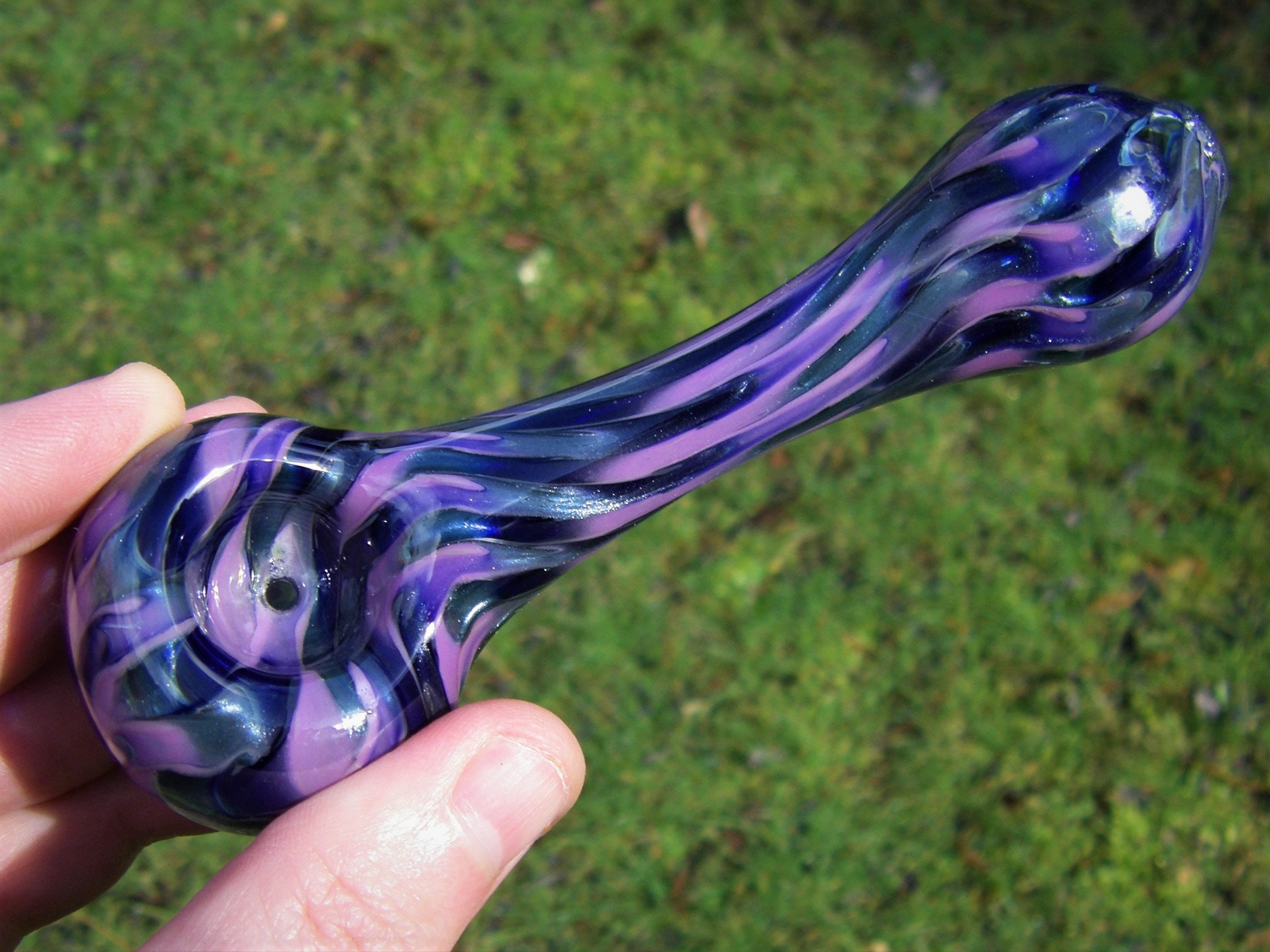 Long Glass Pipe Purple-metallic Sparkle Silver Blue-dark Blue - Etsy