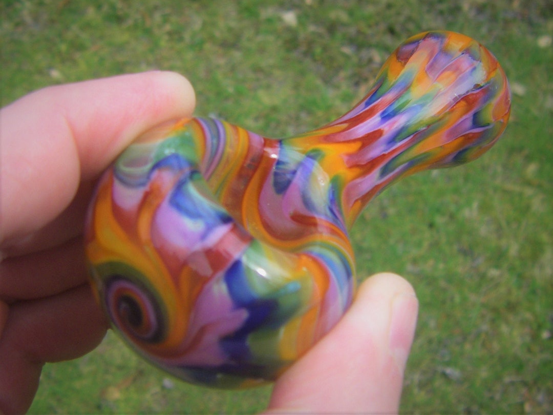 Tie-dye Rainbow Pipe #2 Glass Pipe Unique Tie Dye Chunky Colorful Large ...