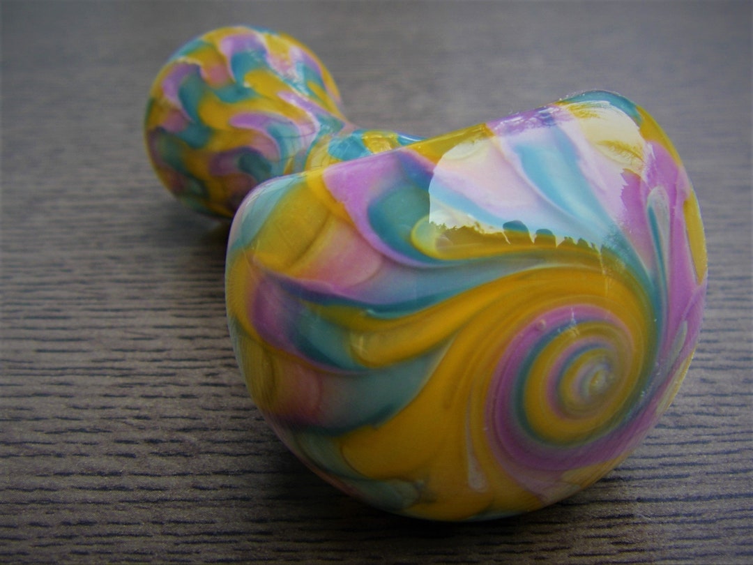 Large Glass Pipe Purple Aqua Yellow Chunky Colorful Large - Etsy