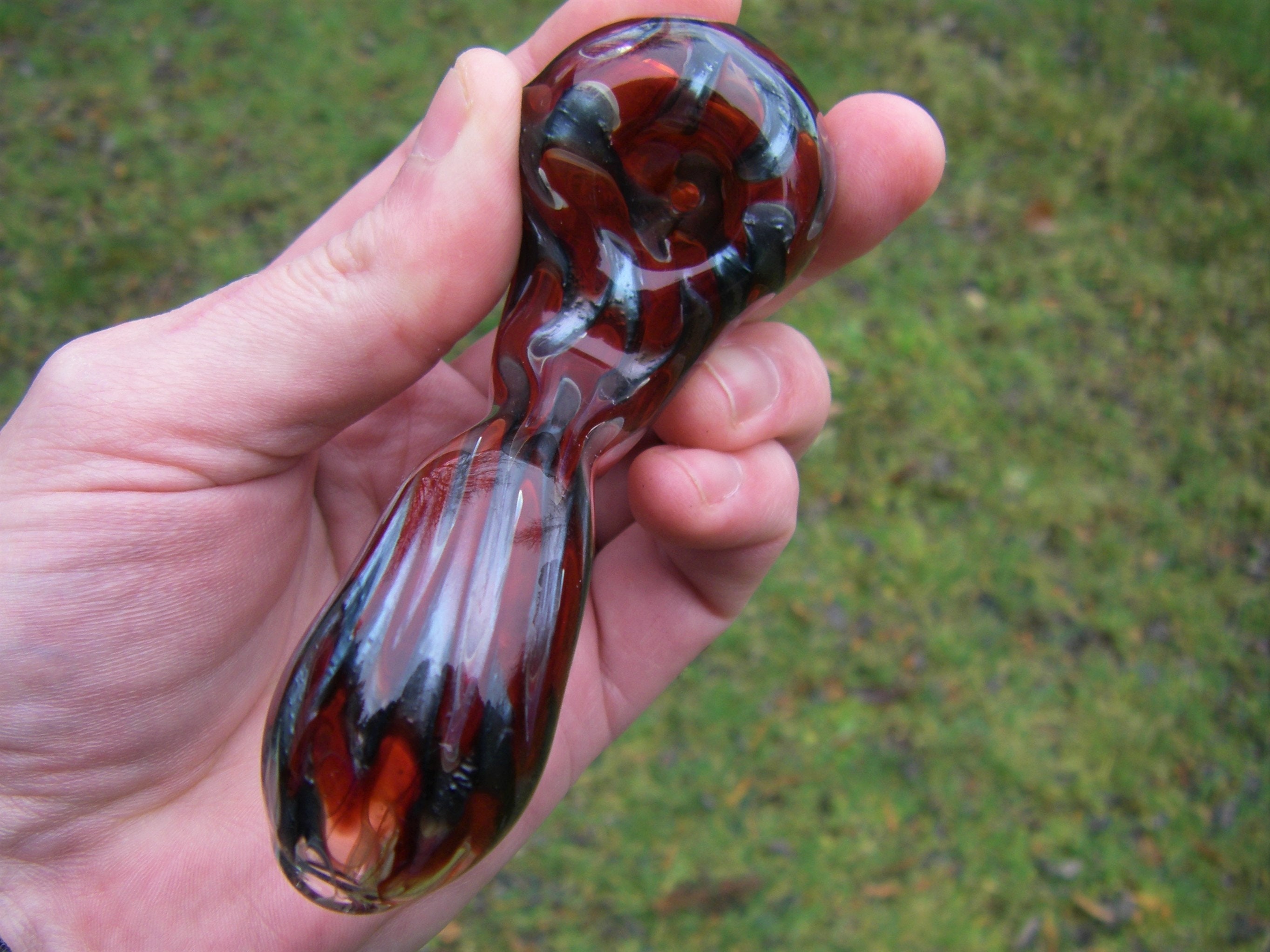 Glass Sherlock Pipe Metallic Sparkle Silver Blue-red Chunky - Etsy