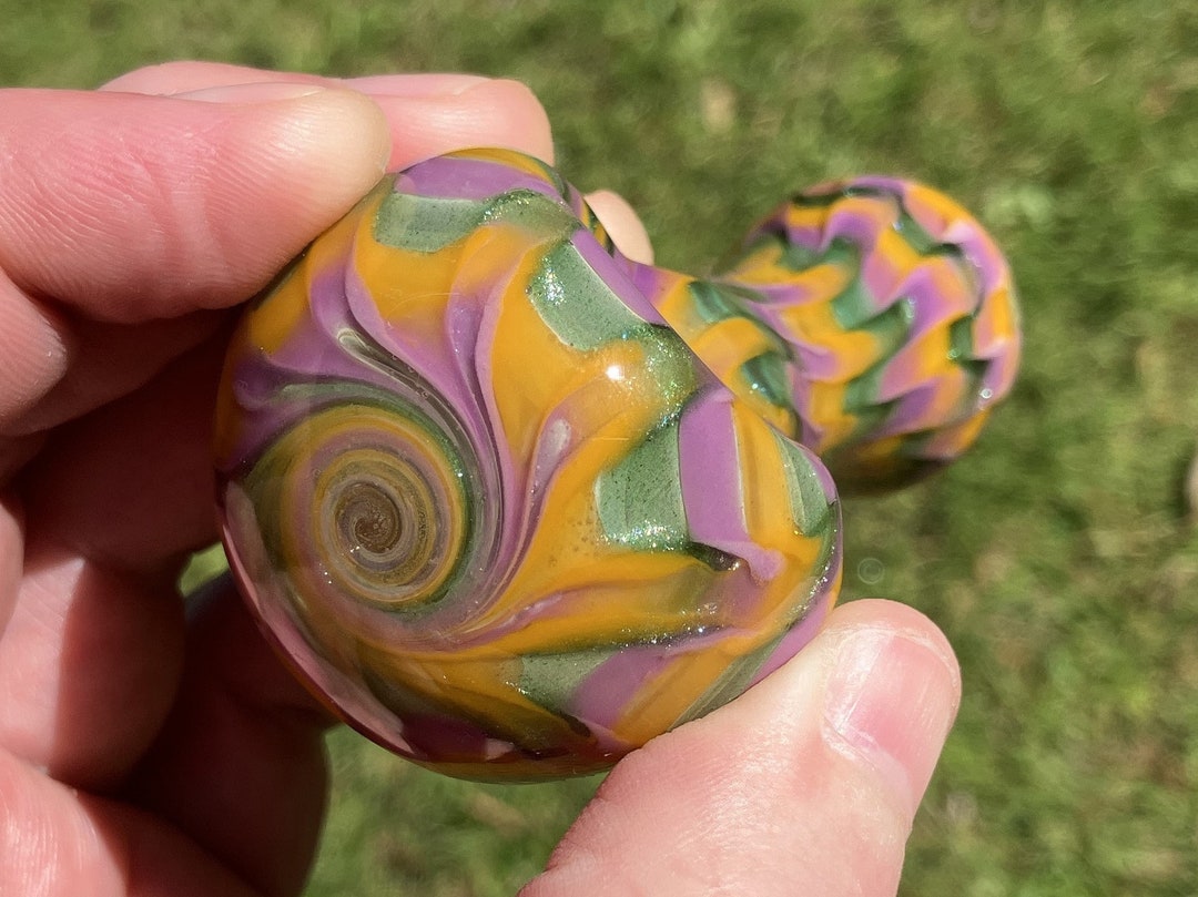 Large Glass Pipe Purple - Sparkle Green - Yellow Chunky Colorful Large ...
