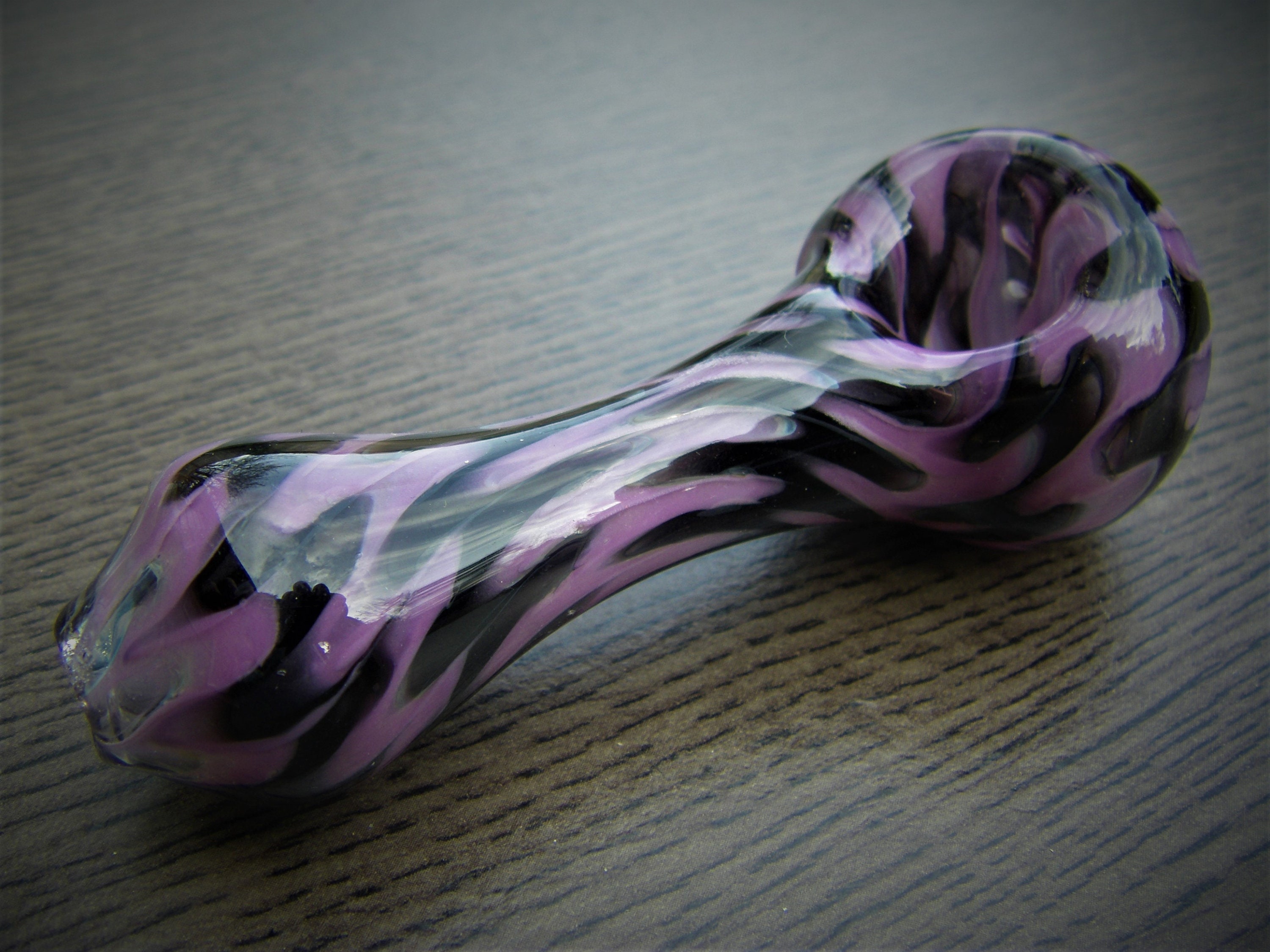 Glass Pipe Purple-black Chunky Colorful Smoking Bowl - Etsy