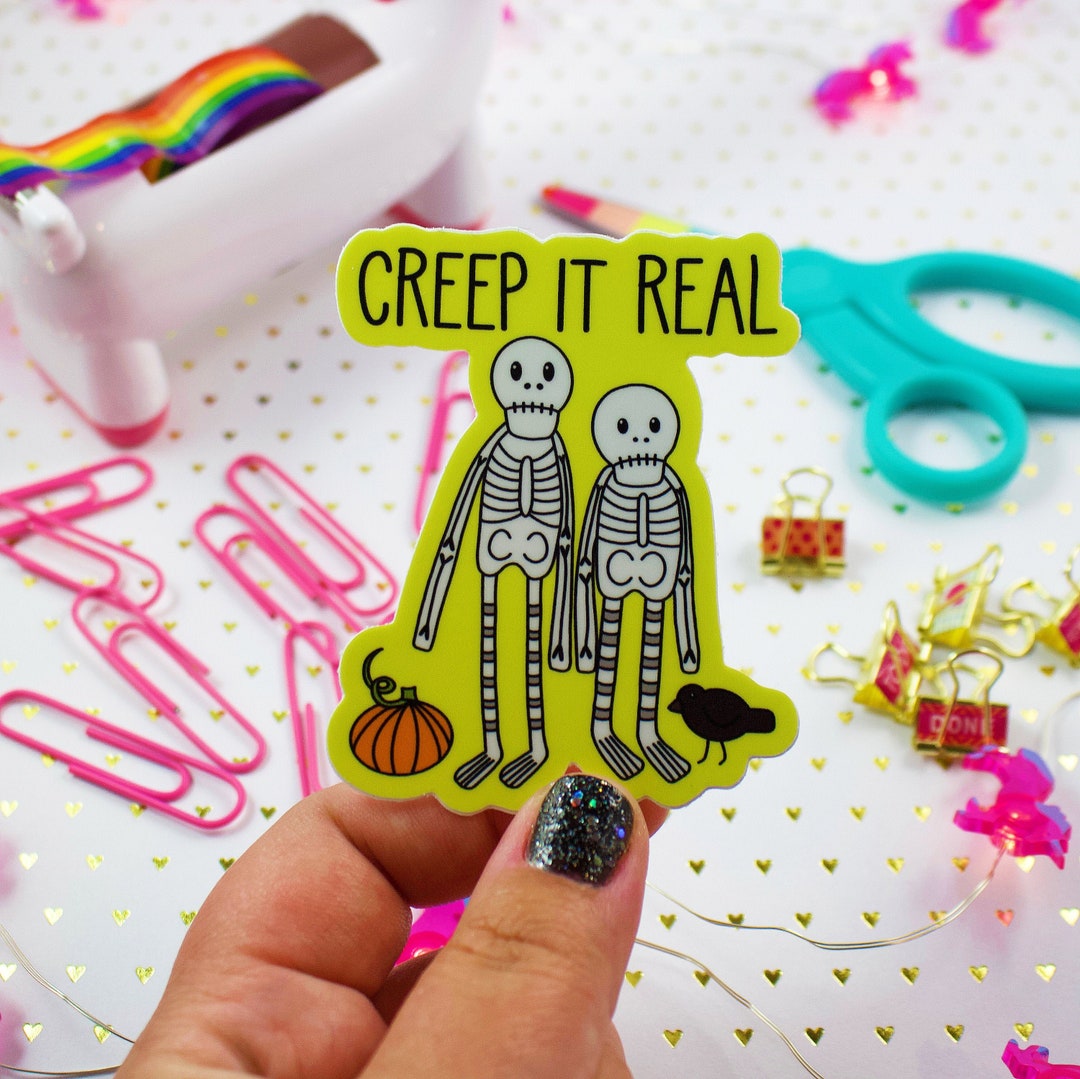 Creep It Real Skeleton Sticker: Waterproof Vinyl Sticker - Etsy