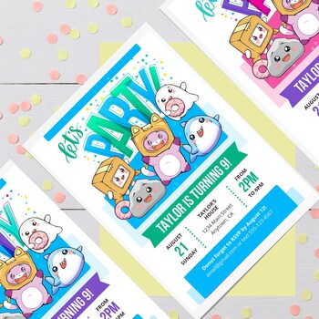 Lankybox birthday invitation - Etsy Schweiz