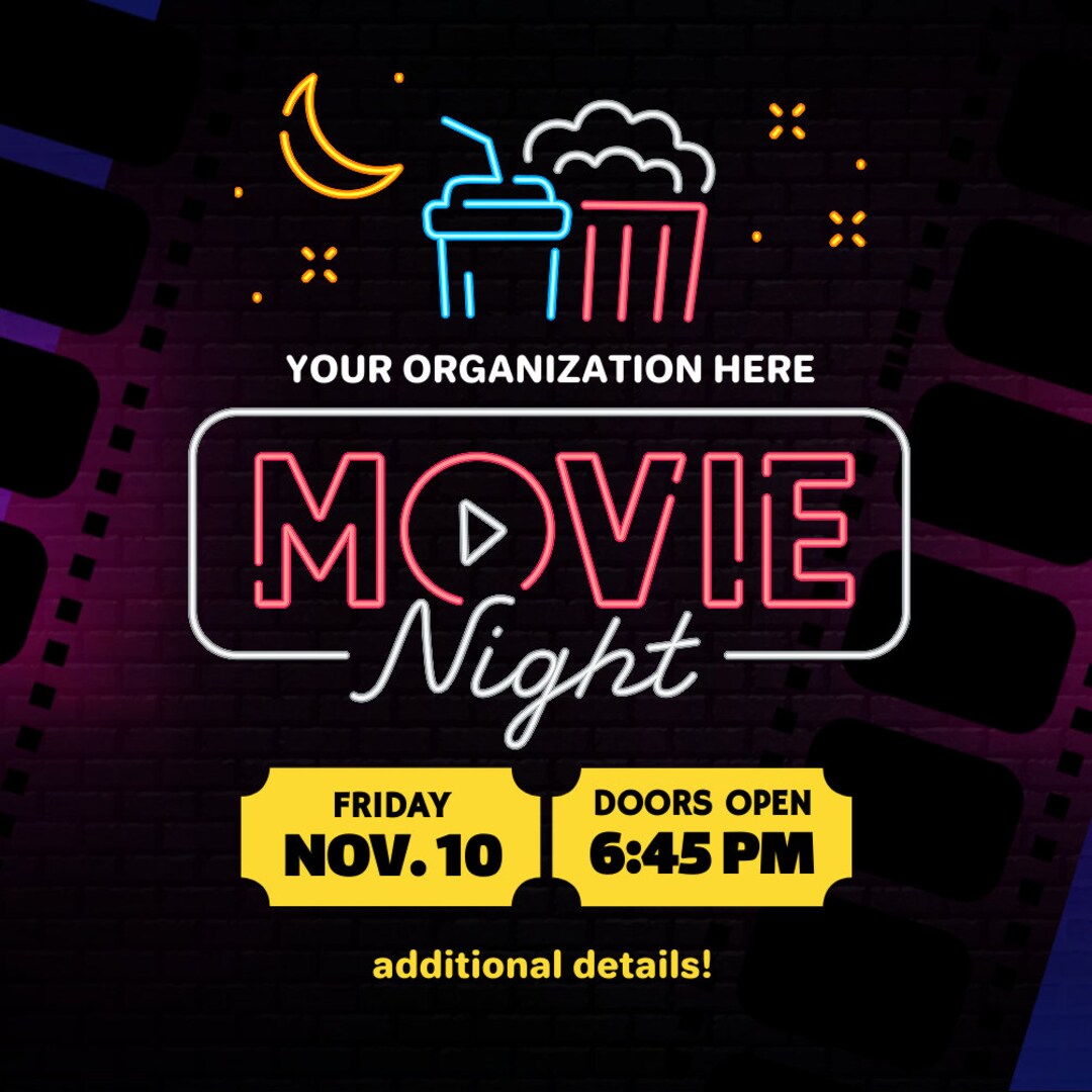 Movie Night Fundraiser, Facebook Event Banner - Great for Schools ...