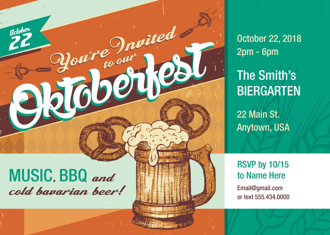 OKTOBERFEST Party Invitation Octoberfest Postcard Fall - Etsy