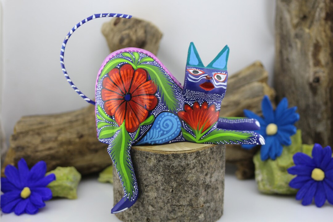 Cat "alebrije" Hand Carved and Painted by Oscar Carillo - Etsy