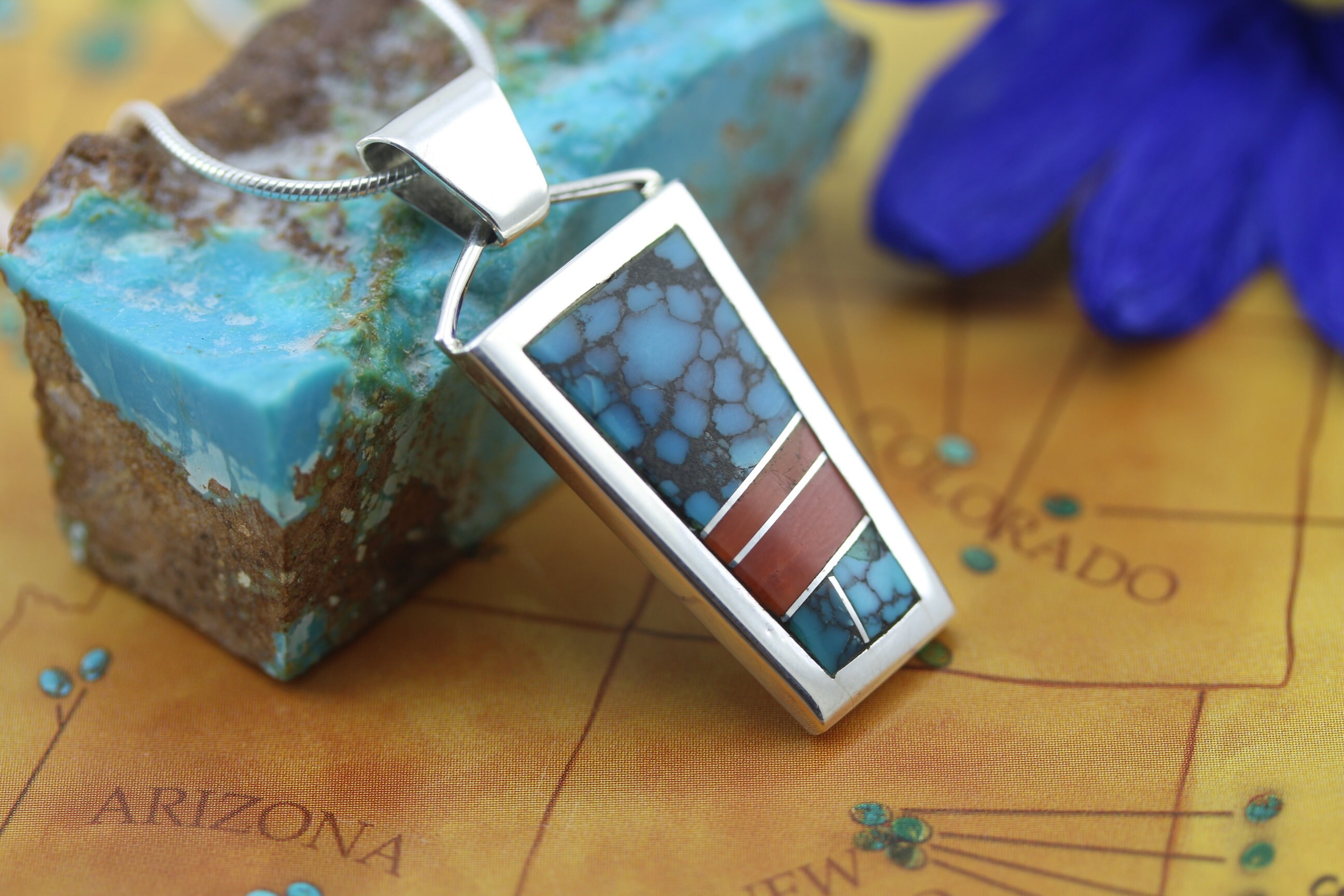 Handmade Multistone Native American Pendant by Navajo Artist | Etsy