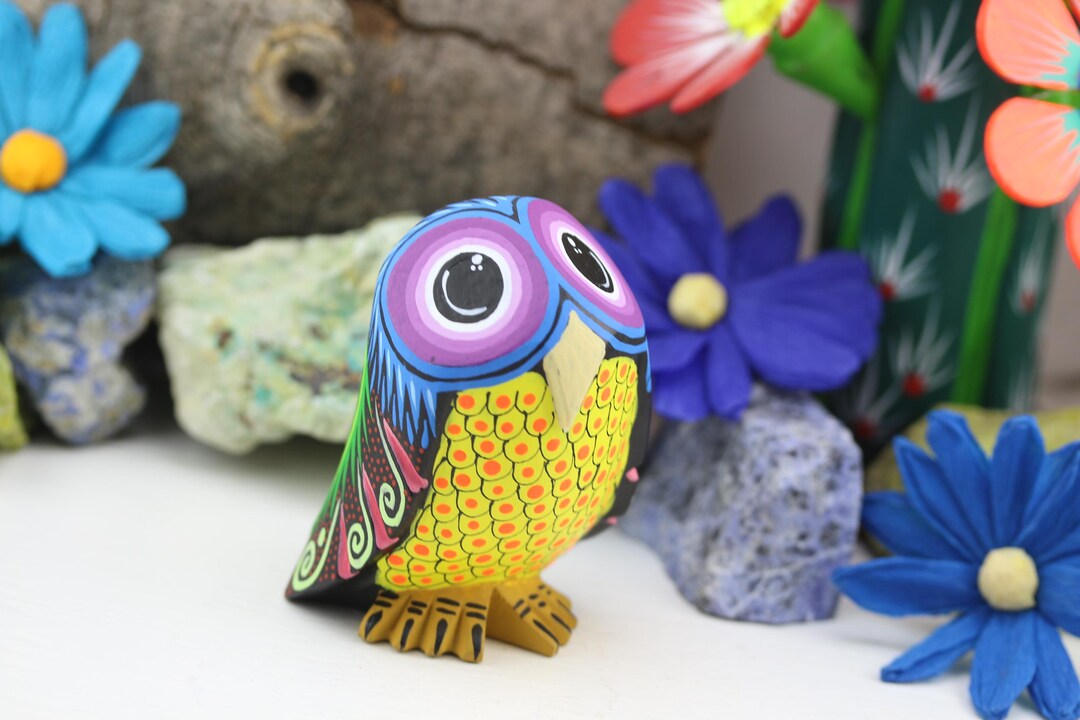 Owl alebrije Hand Carved and Painted by Oscar Carillo - Etsy