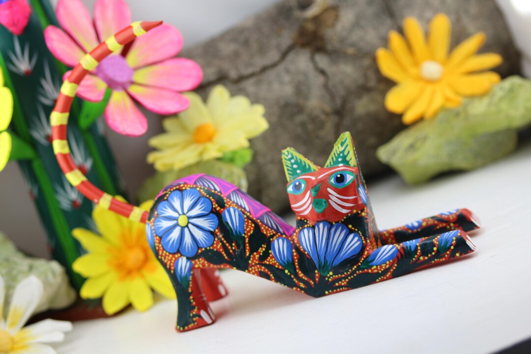 Cat alebrije Hand Carved and Painted by Oscar Carillo - Etsy