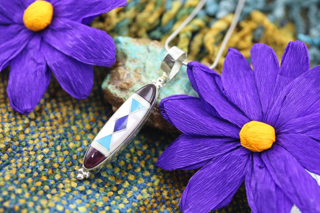 Handmade Navajo Pendant by James Chee, Multistone - Etsy