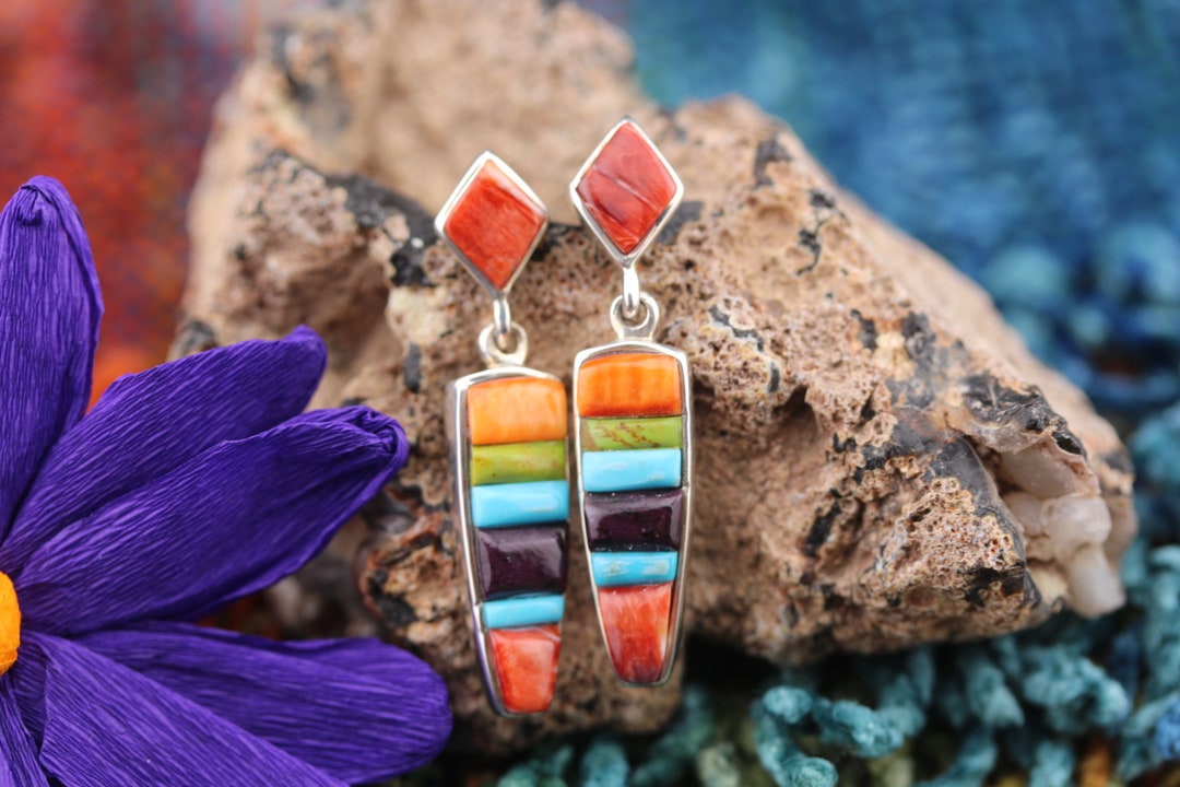 Native American Earrings Handmade by Navajo Artist Julius Burbank ...