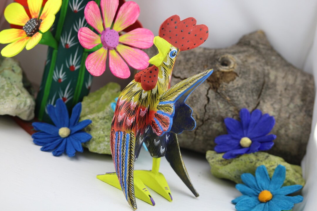 Rooster "alebrije" Hand Carved and Painted by Oscar Carillo - Etsy