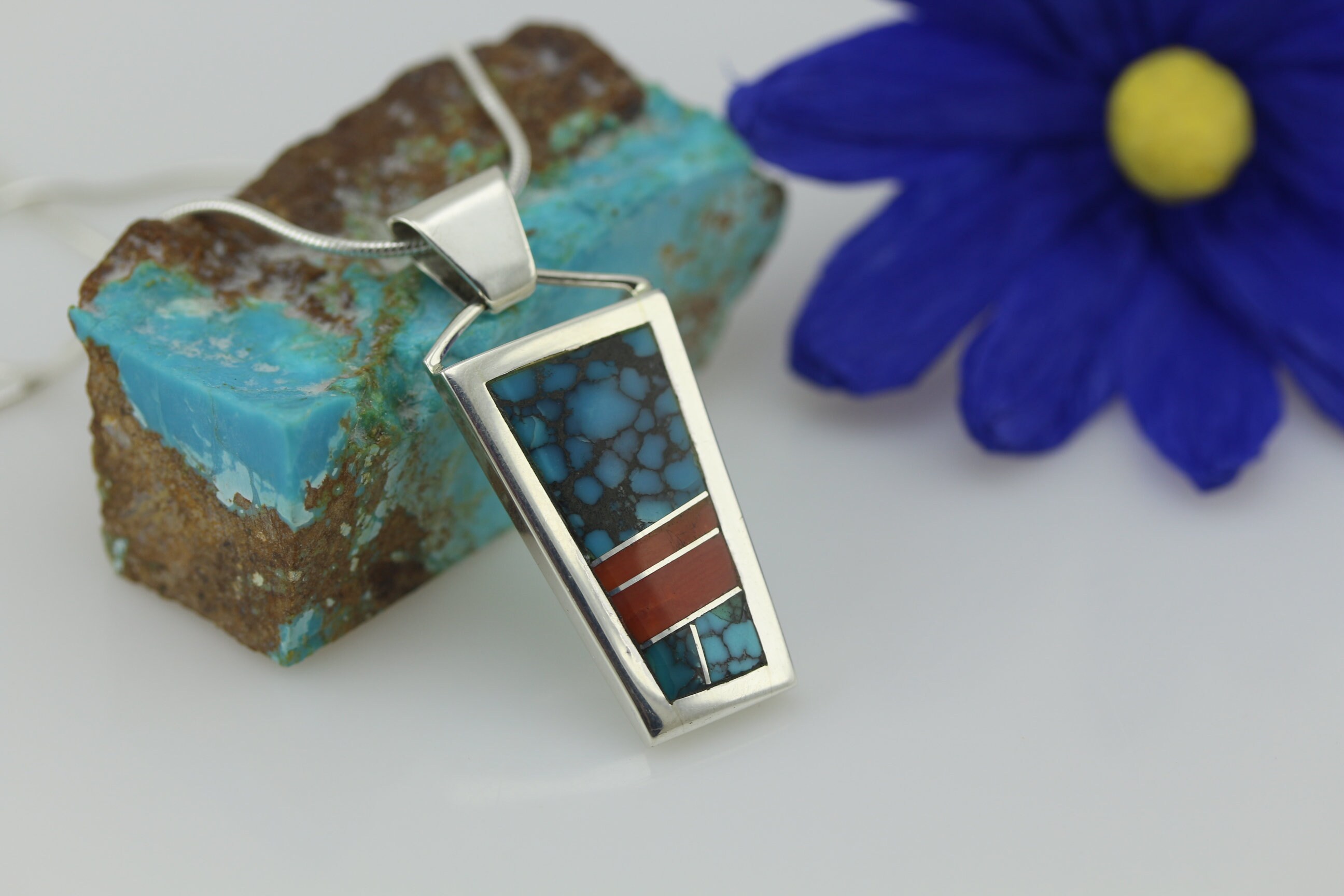 Handmade Multistone Native American Pendant by Navajo Artist | Etsy