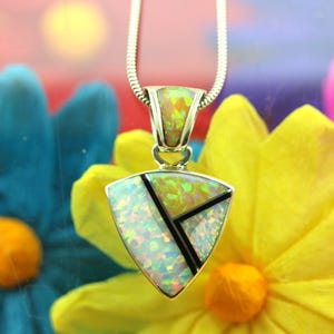 Handmade Opal & Onyx Native American Pendant by Navajo Artist Sheryl ...