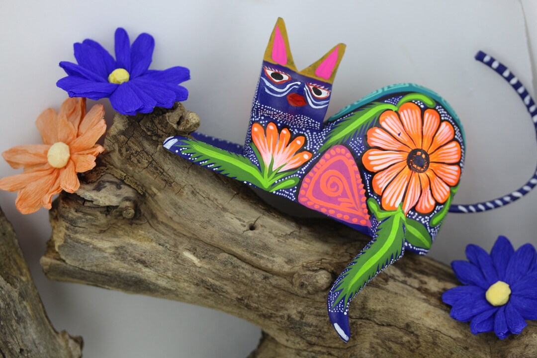 Cat "alebrije" Hand Carved and Painted by Oscar Carillo - Etsy