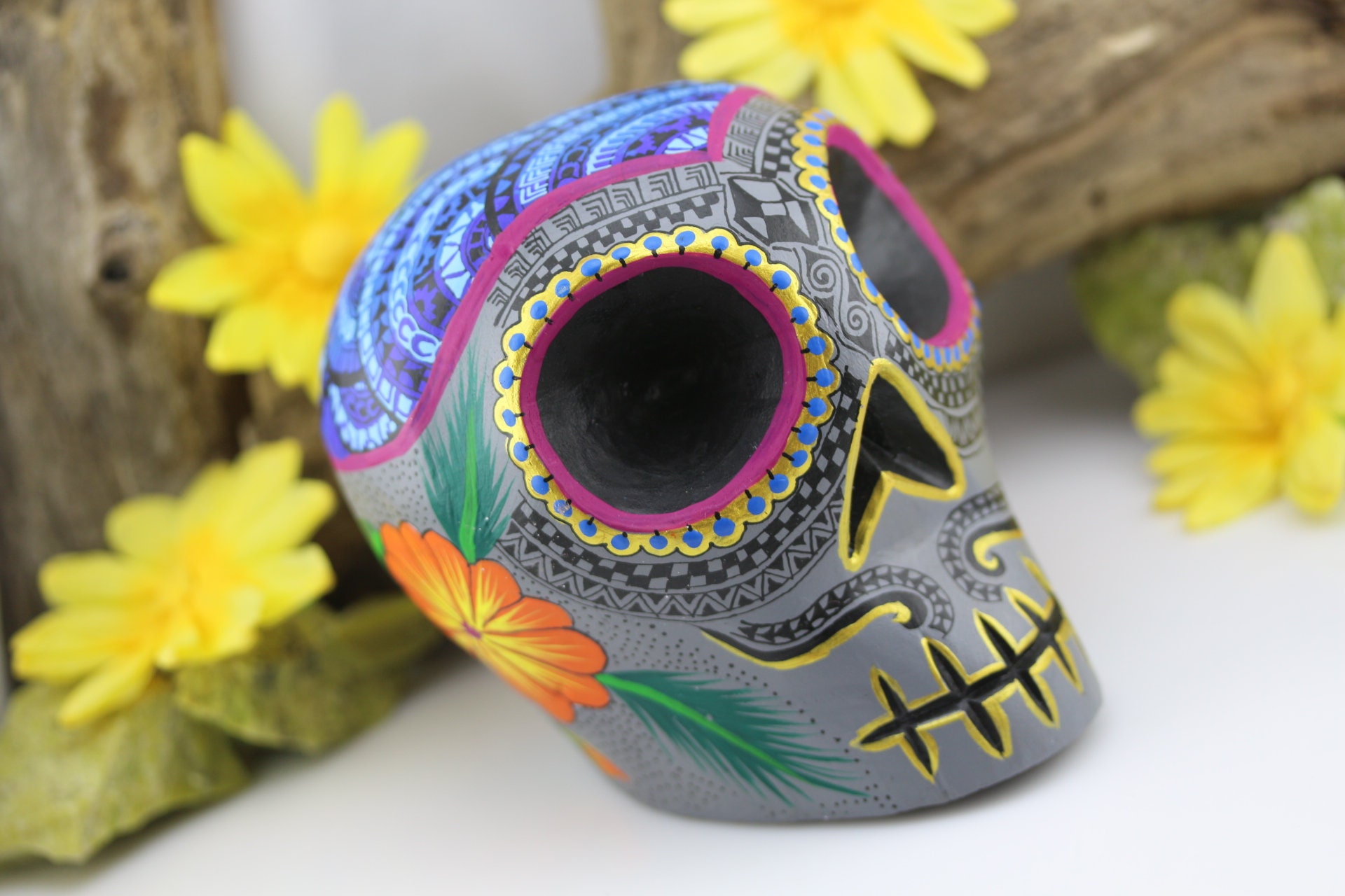 Skull "alebrije" Hand Carved and Painted by Oscar Carillo - Etsy