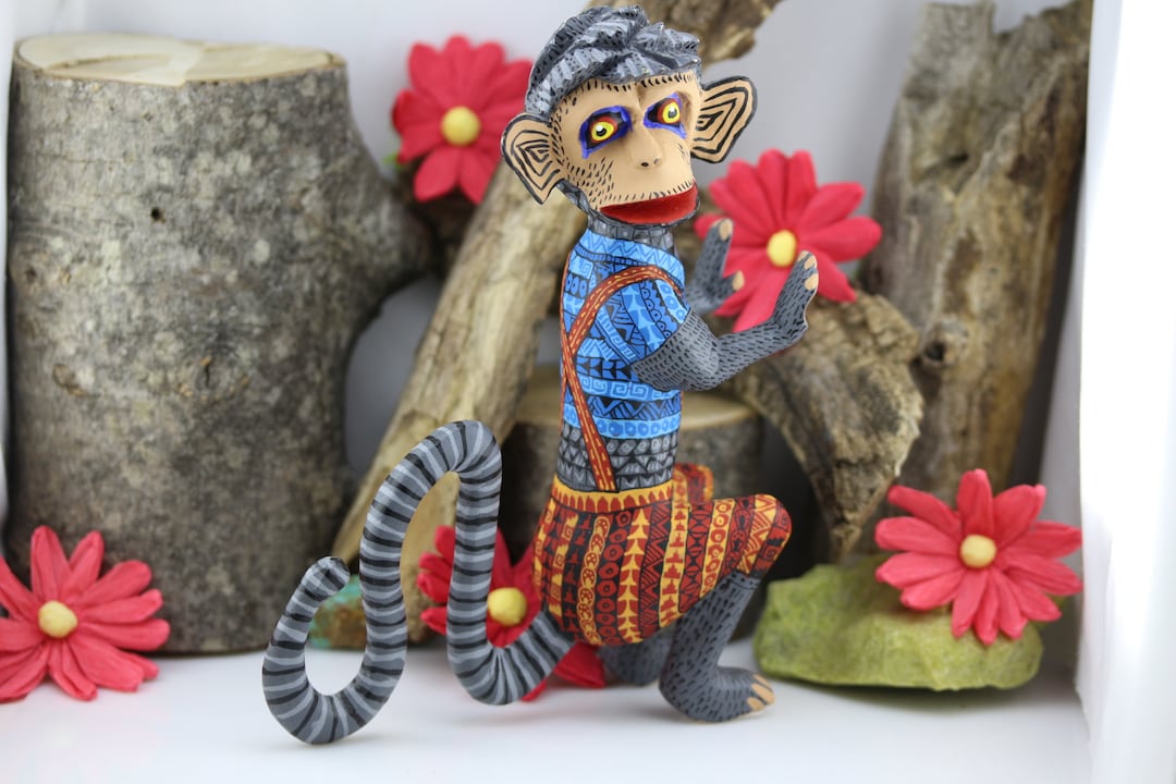 Monkey "alebrije" Hand Carved and Painted by Oscar Carillo - Etsy