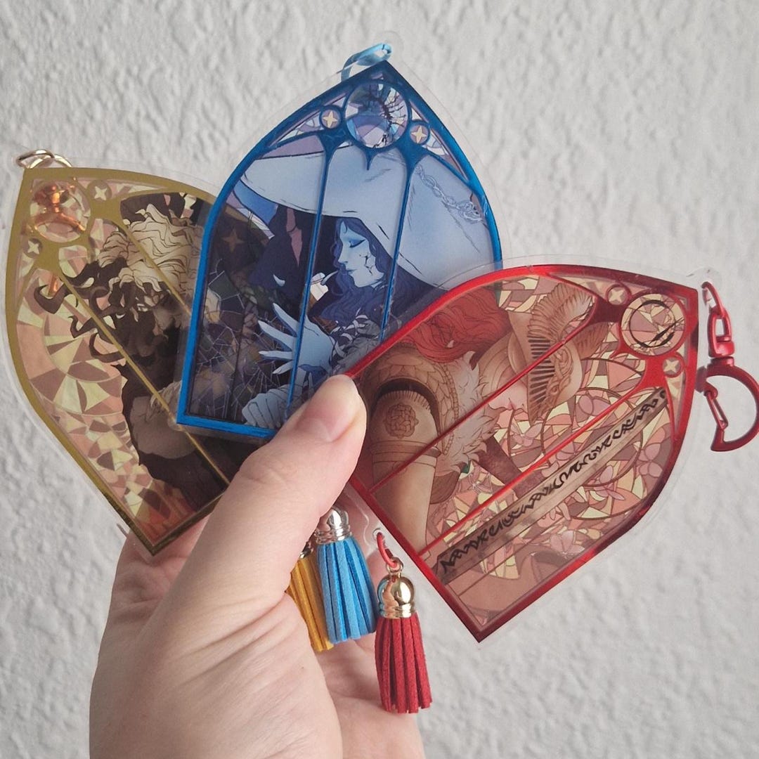Elden Ring Stained Glass Keychain: Clear Acrylic, Metallic Foil - Etsy