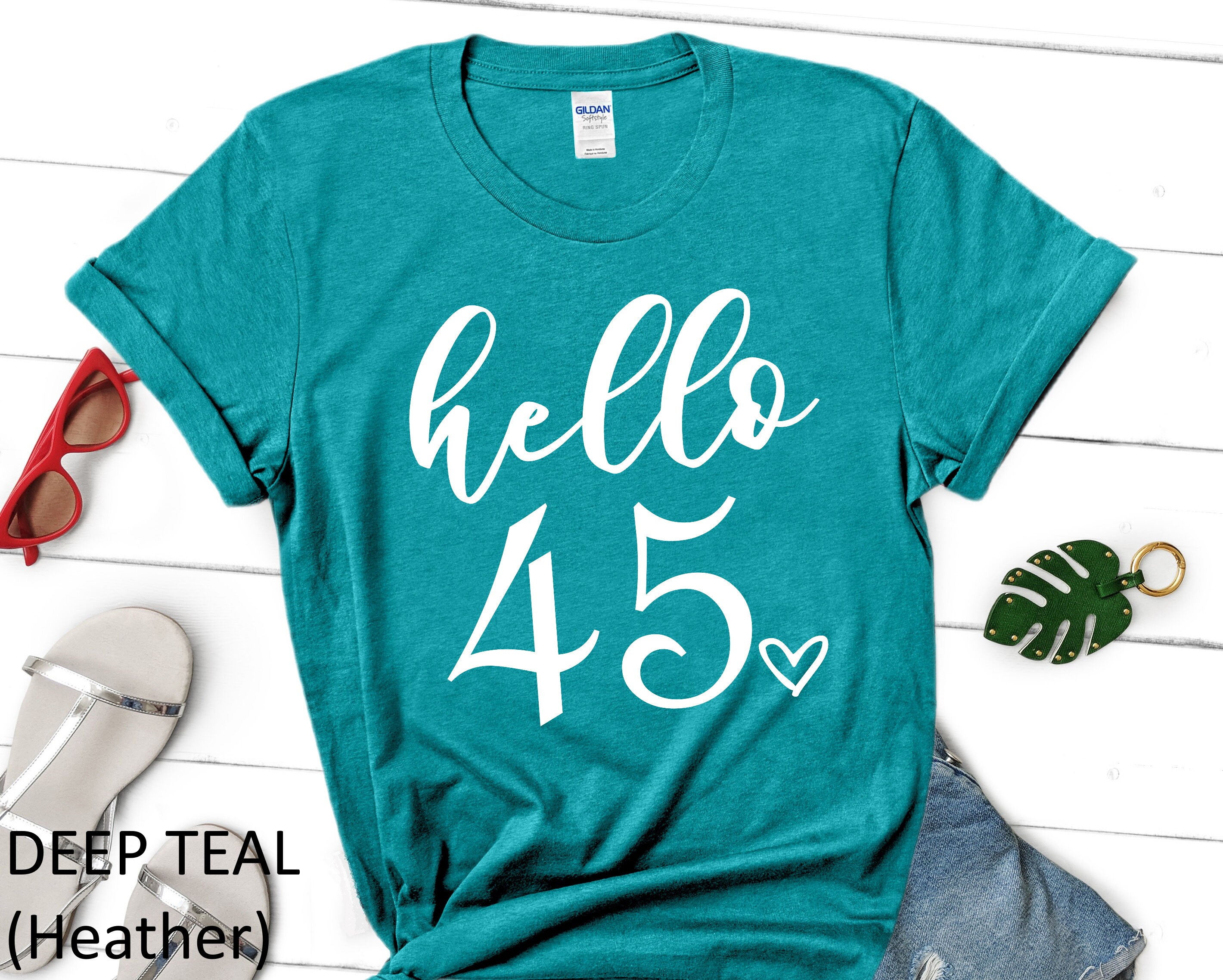 Hello 45 Heart Shirt Hello 45 Shirt Birthday Tee Forty five | Etsy