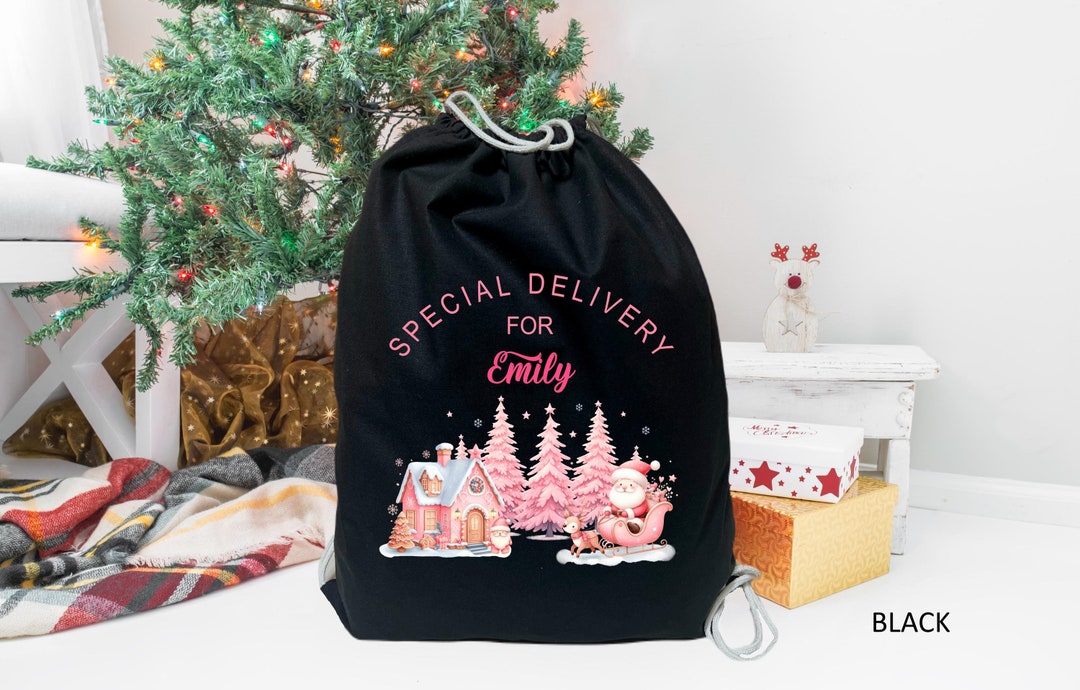 Special Delivery Santa Sack, Custom Santa Sack, Pink Trees Santa Sack ...
