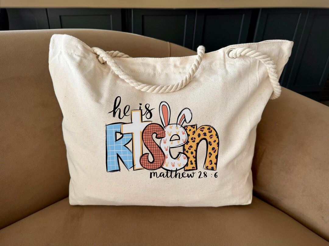 Easter Tote Bag, He is Risen Bag, Easter Egg Bag,easter Gift, Jesus ...