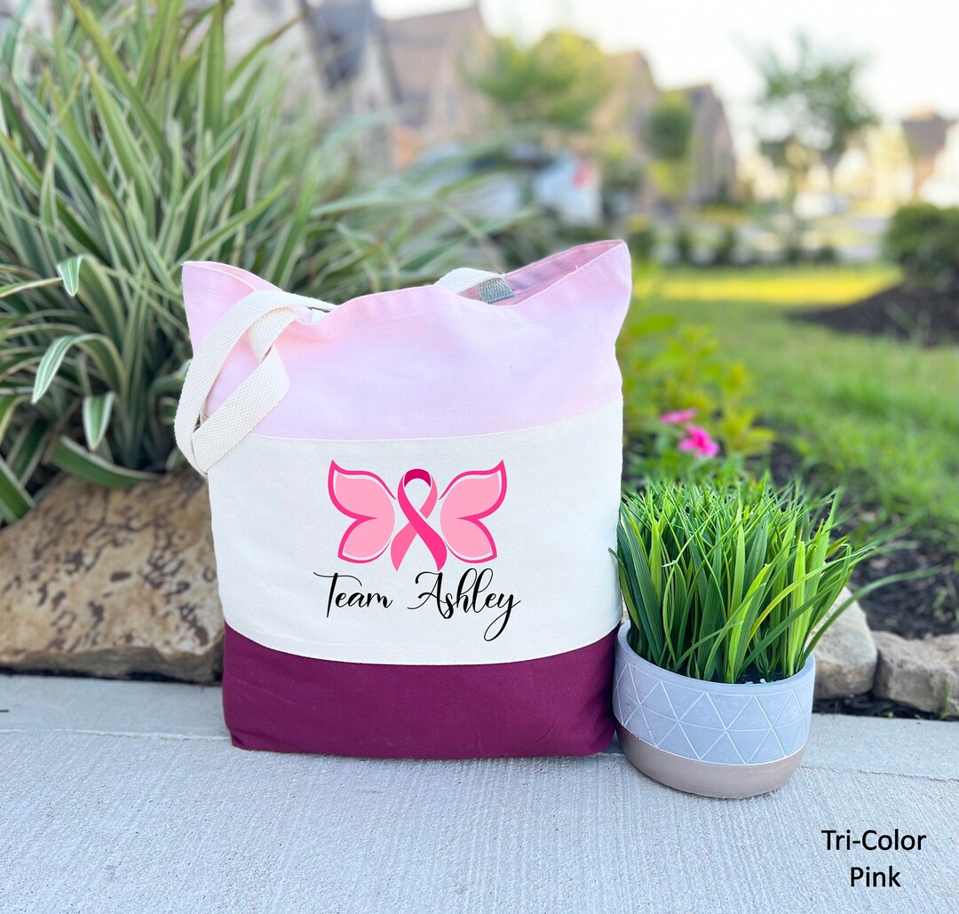 Custom Cancer Team Bag, Cancer Gifts, Custom Cancer Ribbon Tote Bag ...