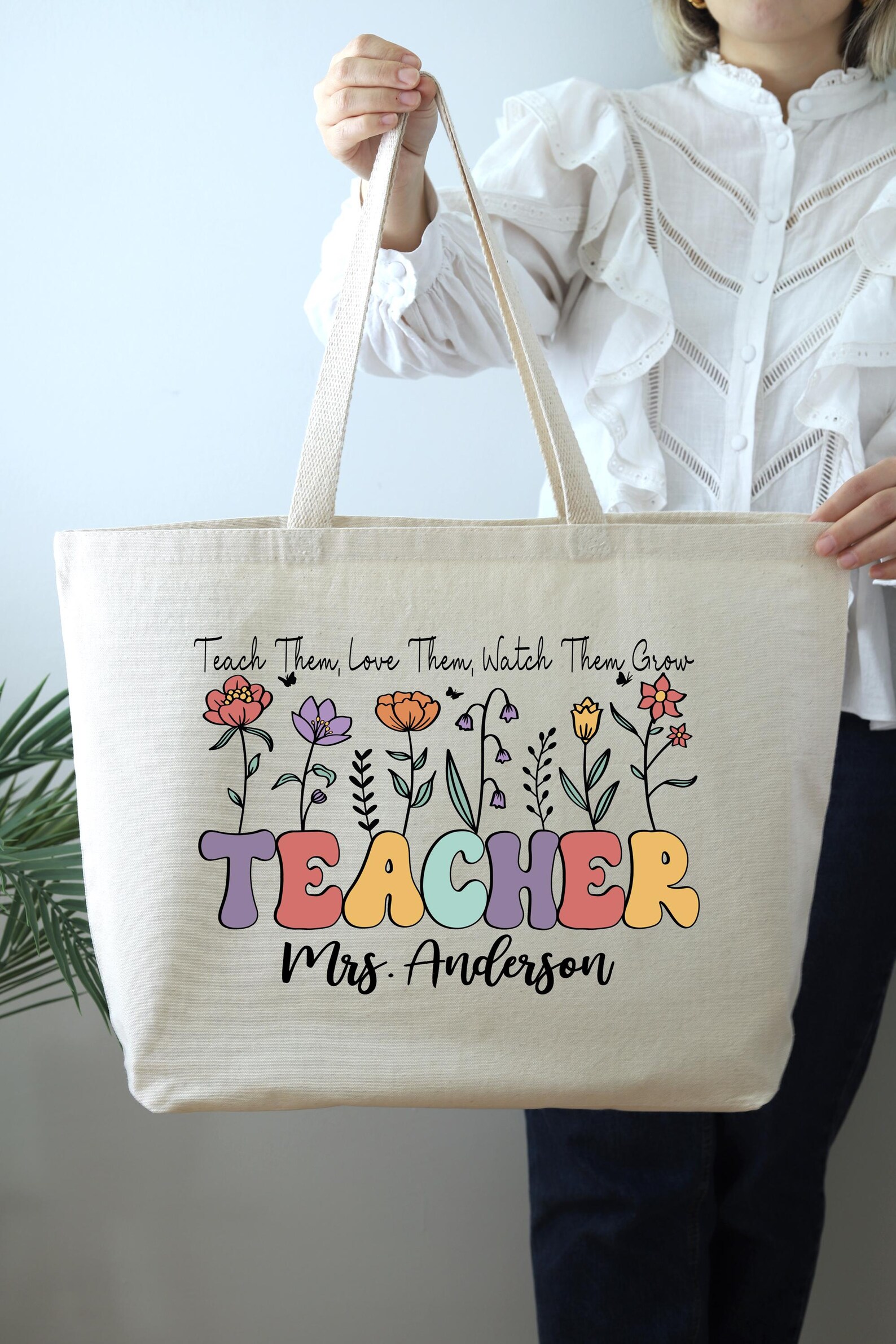 Teacher Tote Bag, Custom Teacher Gift Bag, Personalized Teacher Tote ...