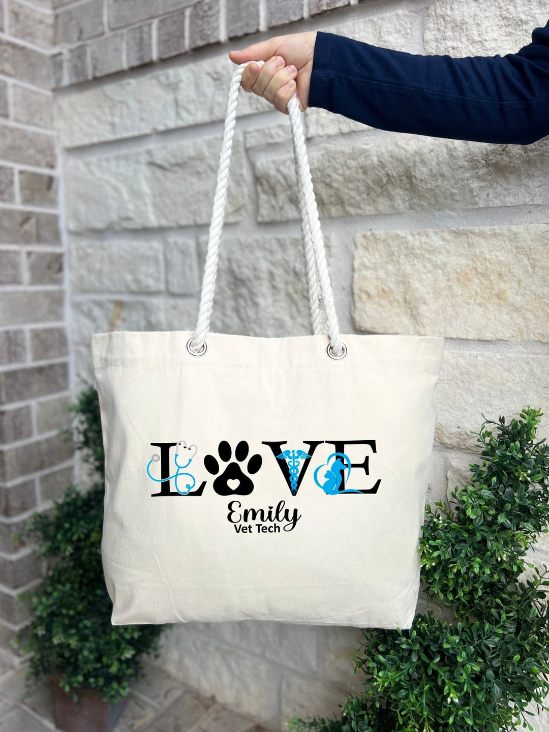Personalized Vet Tech Bag, Vet Tech Gifts, Love Veterinary Technician ...
