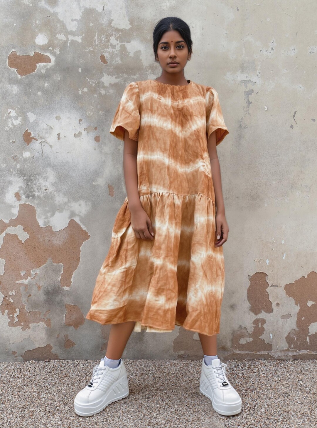 Hand Dye 100% Linen Luxury Smock Mama Babydoll Dress Cottagecore Formal ...