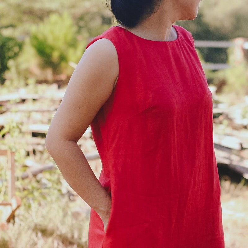 Red Linen Dress - Etsy