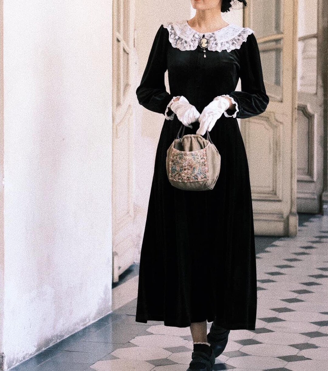 Linen Victorian Midi Dress: Edwardian Cottagecore Lace Fit and Flare - Etsy