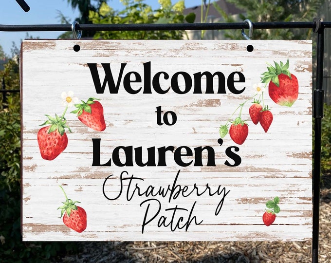 Personalized Strawberry Patch Sign, Garden Sign Outdoor, Personalized ...