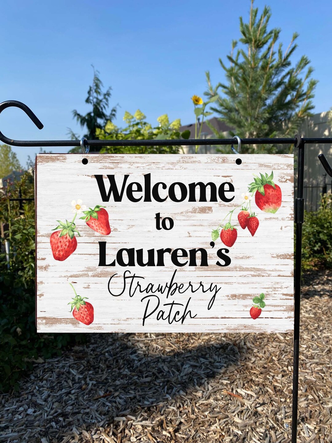 Personalized Strawberry Patch Sign, Garden Sign Outdoor, Personalized ...