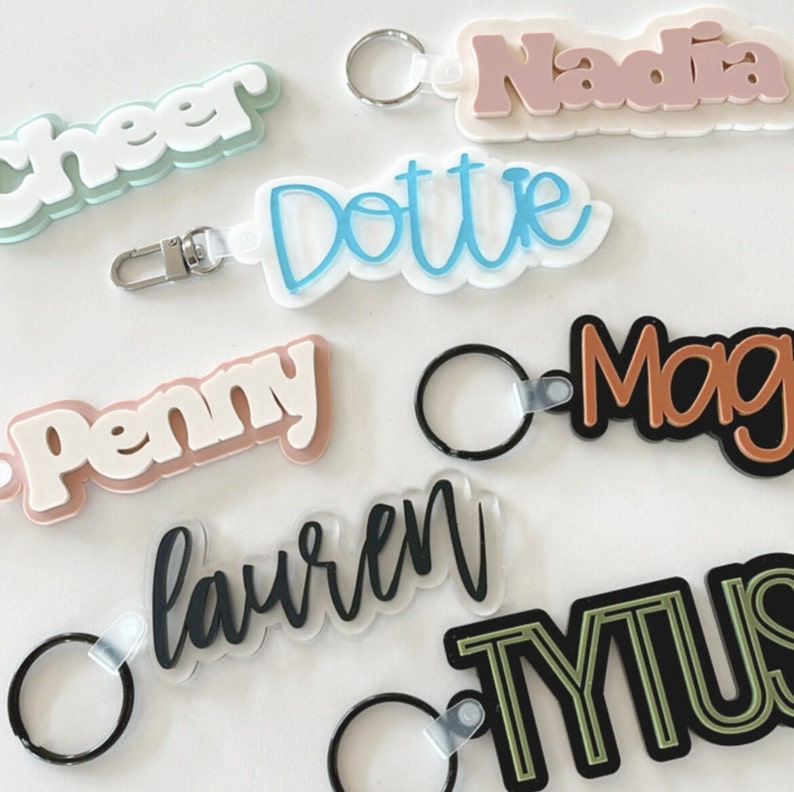 Acrylic Keychain Bag Tag Acrylic Tag 3d Keychain Name Tag - Etsy