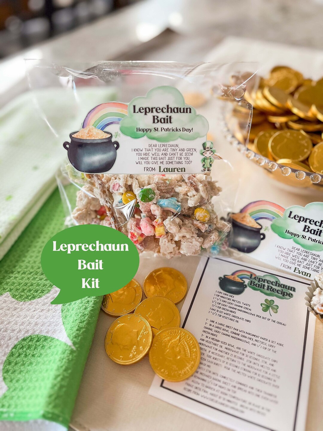 Leprechaun Bait Kit With Gold Coins Leprechaun Bait Tag, Leprechaun ...