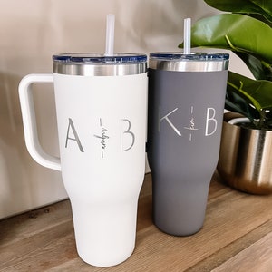 Personalized Monogram Tumbler: Laser Engraved 40 Oz Insulated Stainless ...