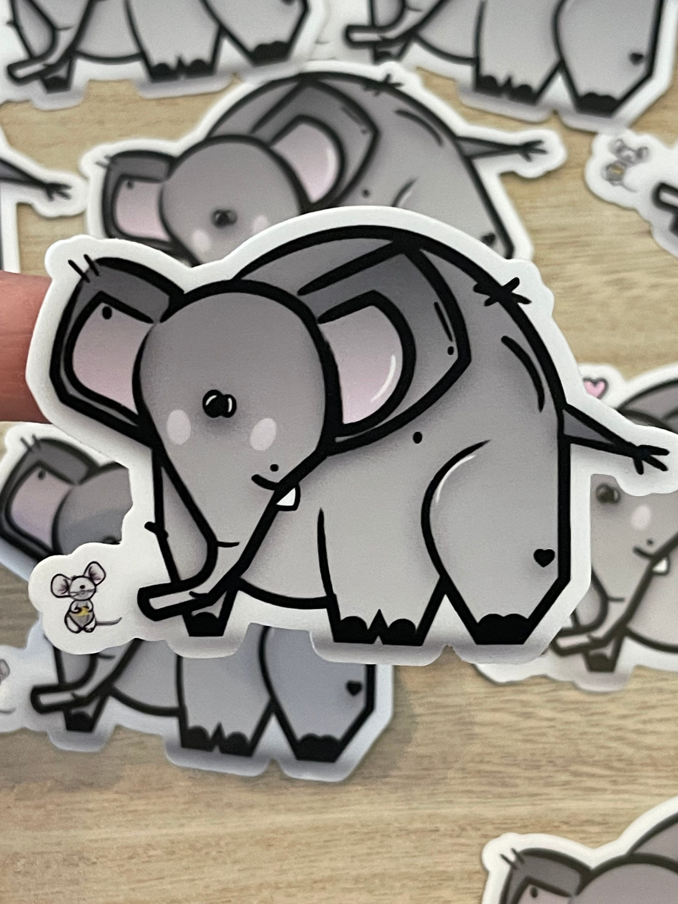 Elephant and Mouse Sticker // Cute Elephant Sticker // | Etsy