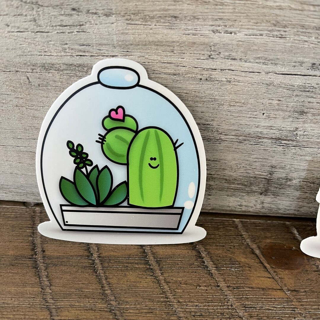 Cute Little Glass Terrarium Plant Love Vinyl Stickersticker, for ...
