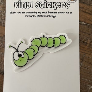 Cute Caterpillar Vinyl Sticker // Worm Sticker // Bugs // Fuzzy ...