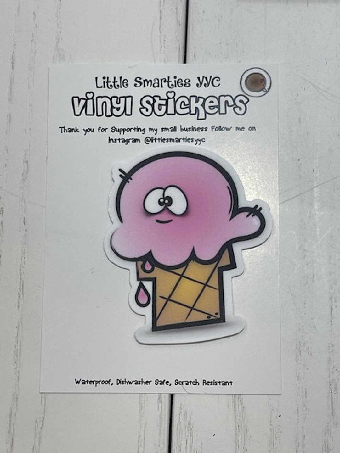 Cute Strawberry Ice Cream Vinyl Sticker // Dessert / Ice Cream Cone - Etsy