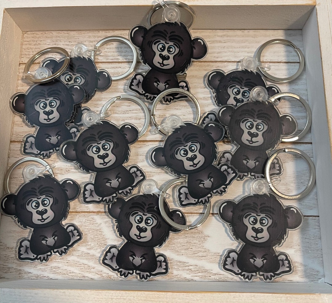 Gorilla Monkey Acrylic Key Chain // Monkey Keychain Decal / Punny Key ...