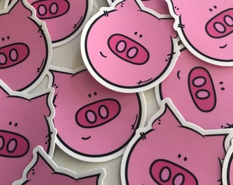 Pig Sticker, Happy Pig, Pig, Pig Vinyl, Smiling Pig, Cute Decal, Water ...