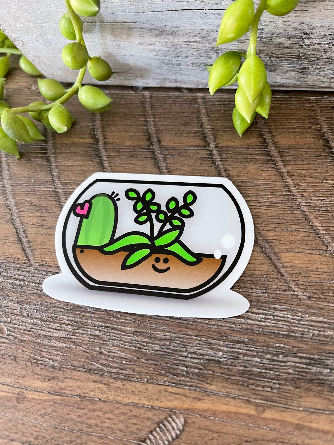 Cute Little Terrarium Plant Love Vinyl Sticker, - Etsy