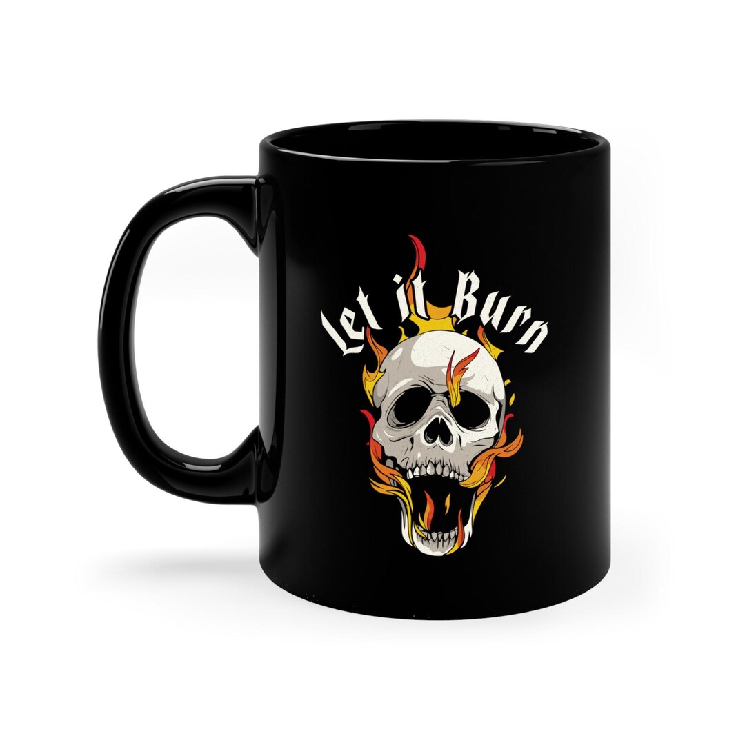Funny Flaming Skeleton Head Lets Burn Skull Firing Skeleton Head Ghost ...
